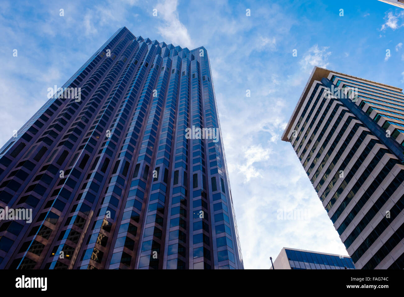 Tall highrise buildings in the financial district of downtown San ...