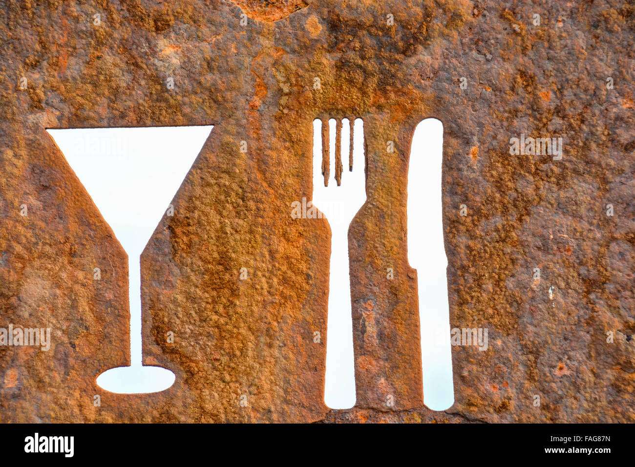 Rusty Oxidated Restaurant Sign Stock Photo - Alamy