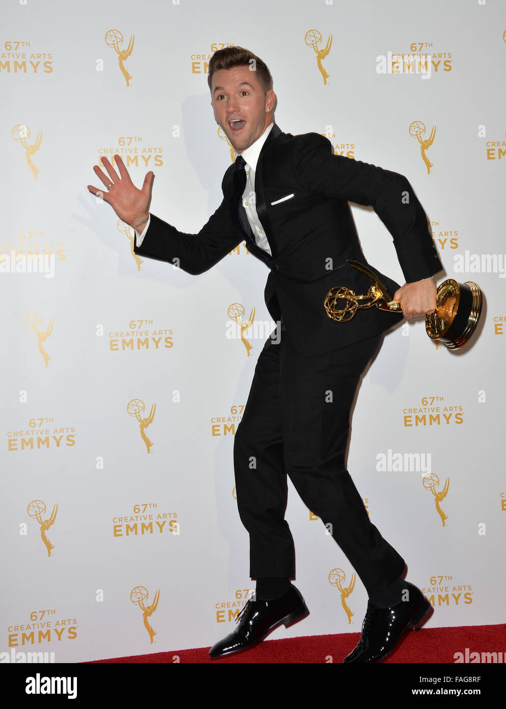 LOS ANGELES, CA - SEPTEMBER 12, 2015: Dancer Travis Wall in the press ...