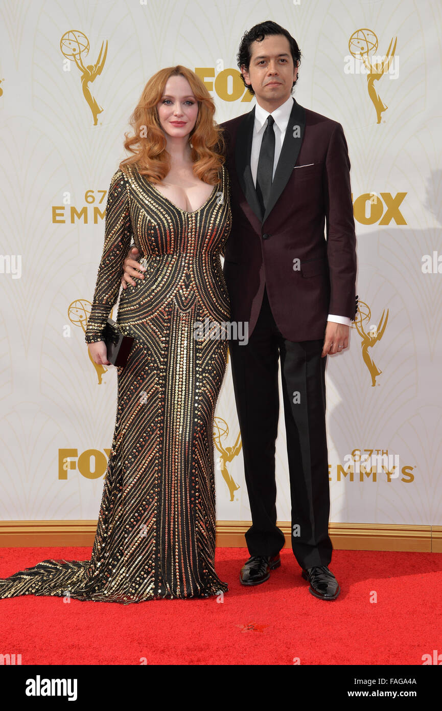 LOS ANGELES, CA - SEPTEMBER 20, 2015: Christina Hendricks & husband ...