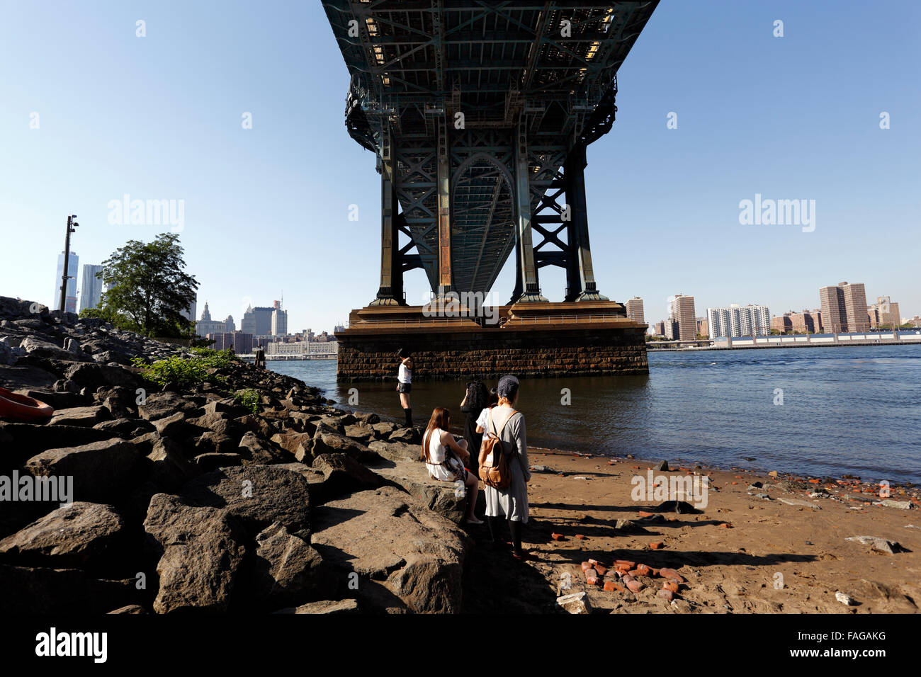 Under the Manhattan Bridge DUMBO neighborhood of Brooklyn New York City ...
