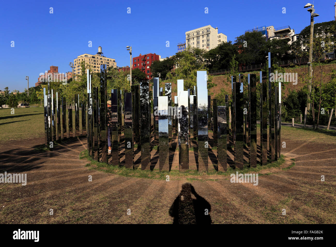 Outdoor art exhibit Brooklyn Bridge Park Brooklyn waterfront New York ...