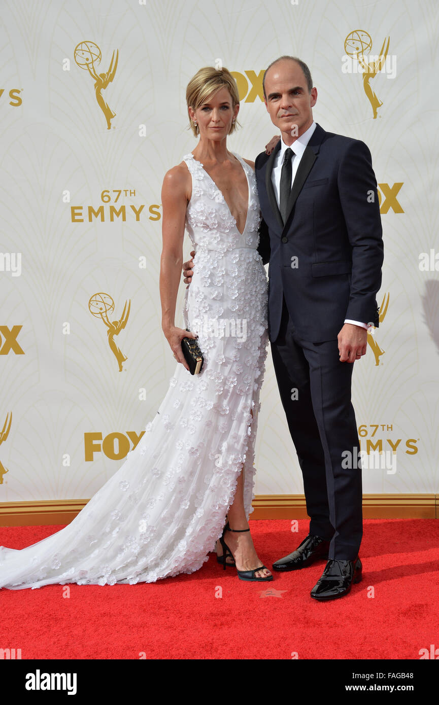 LOS ANGELES, CA - SEPTEMBER 20, 2015: Michael Kelly & wife at the 67th ...