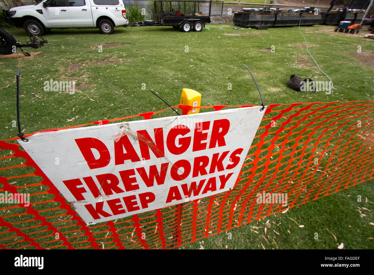 Adelaide Australia. 30th December 2015. A fireworks exclusion zone is ...