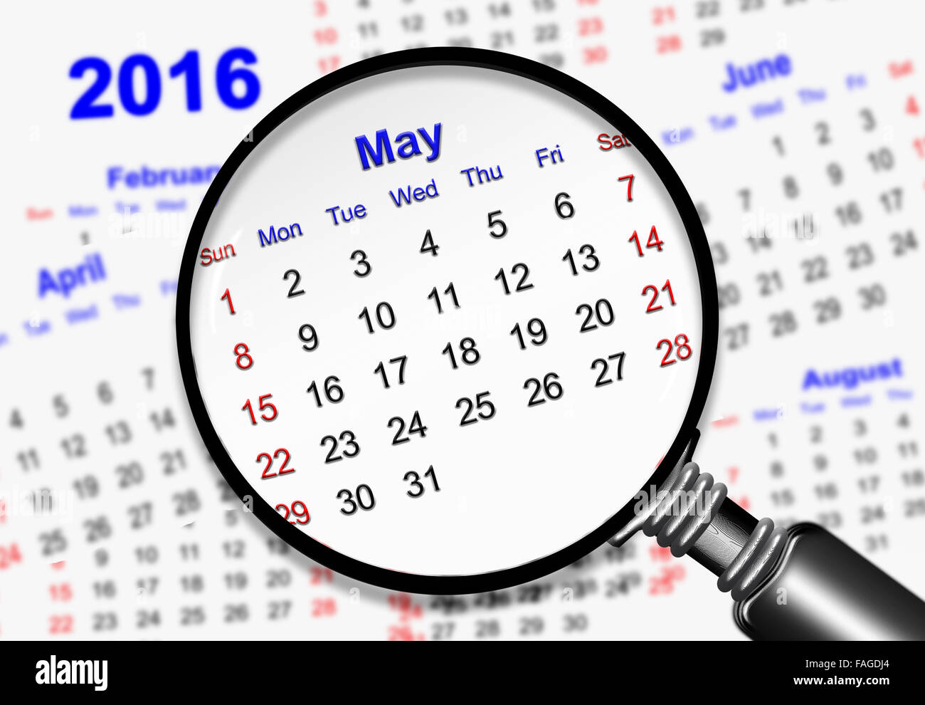 Magnifying calendar hi-res stock photography and images - Alamy