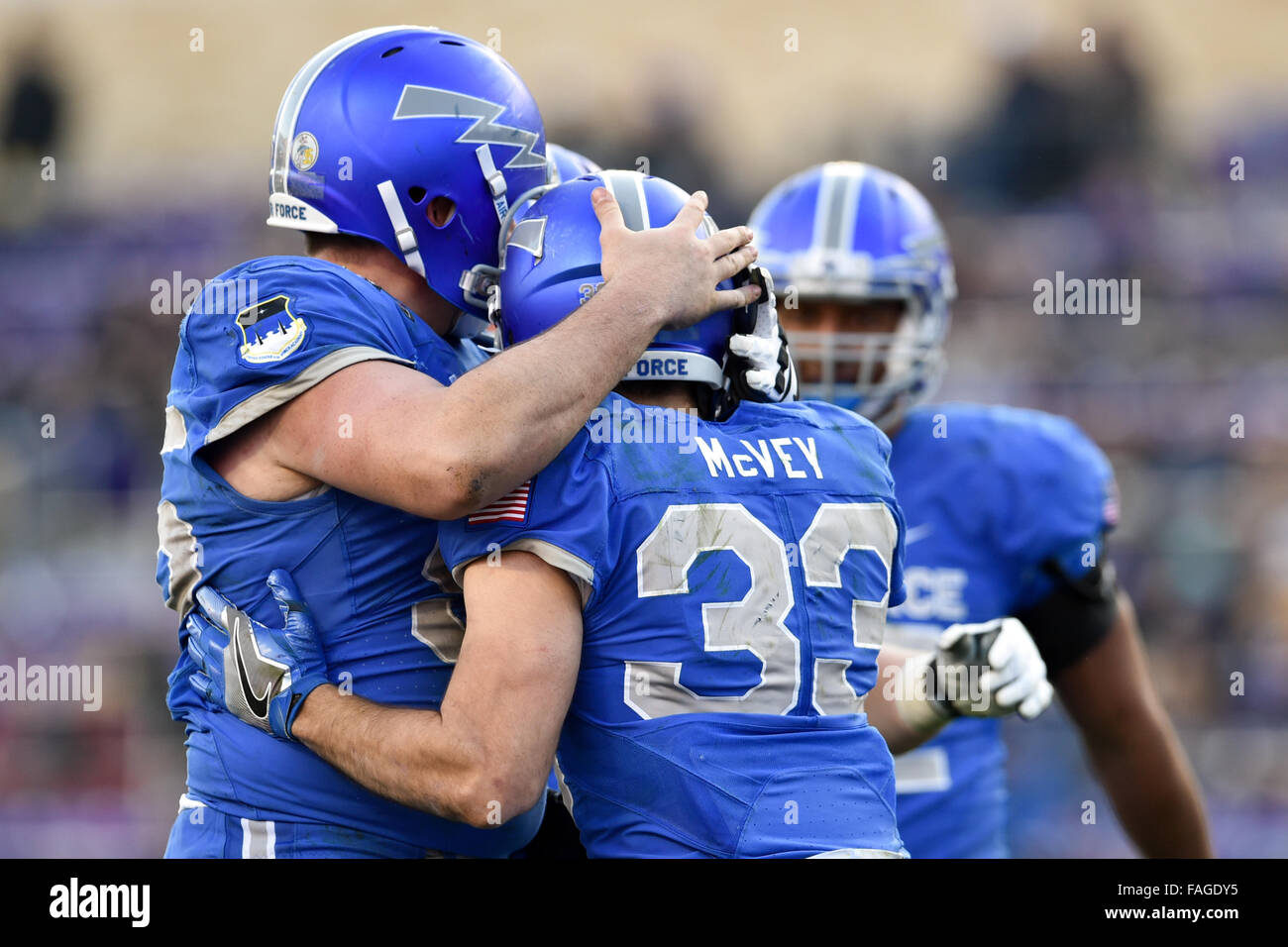 December 29, 2015: Air Force running back Timothy McVey (33) celebrates ...