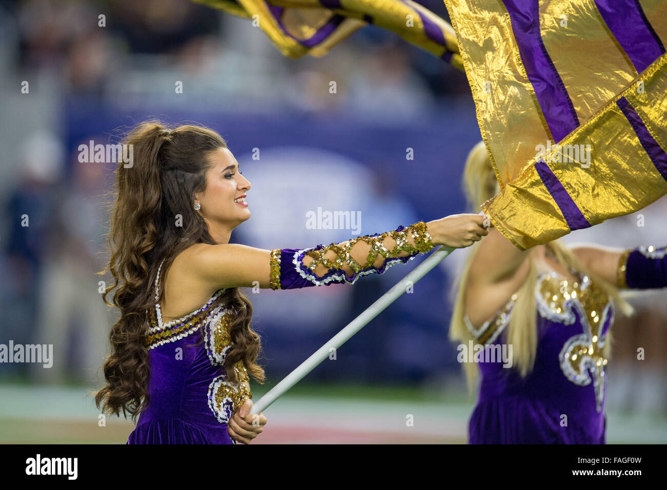 Houston, Texas, USA. 29th Dec, 2015. An LSU Tigers colorguard member ...