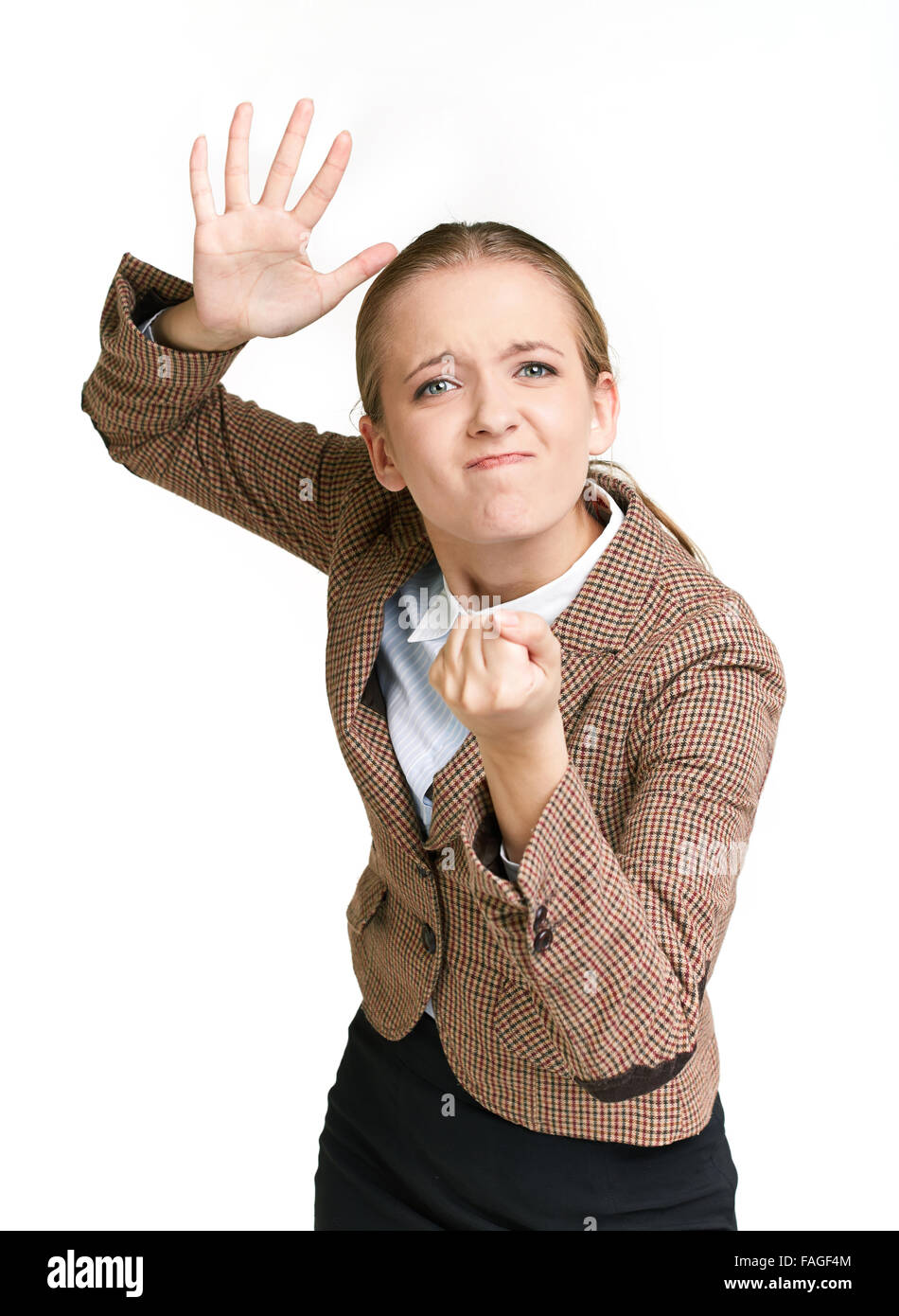 Angry woman showing fist hi-res stock photography and images - Alamy