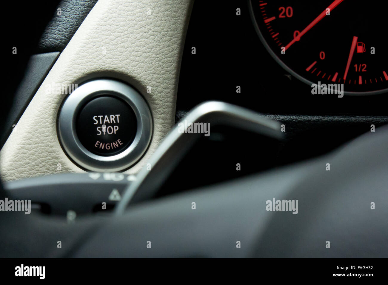 Detail on the start button in a car Stock Photo - Alamy