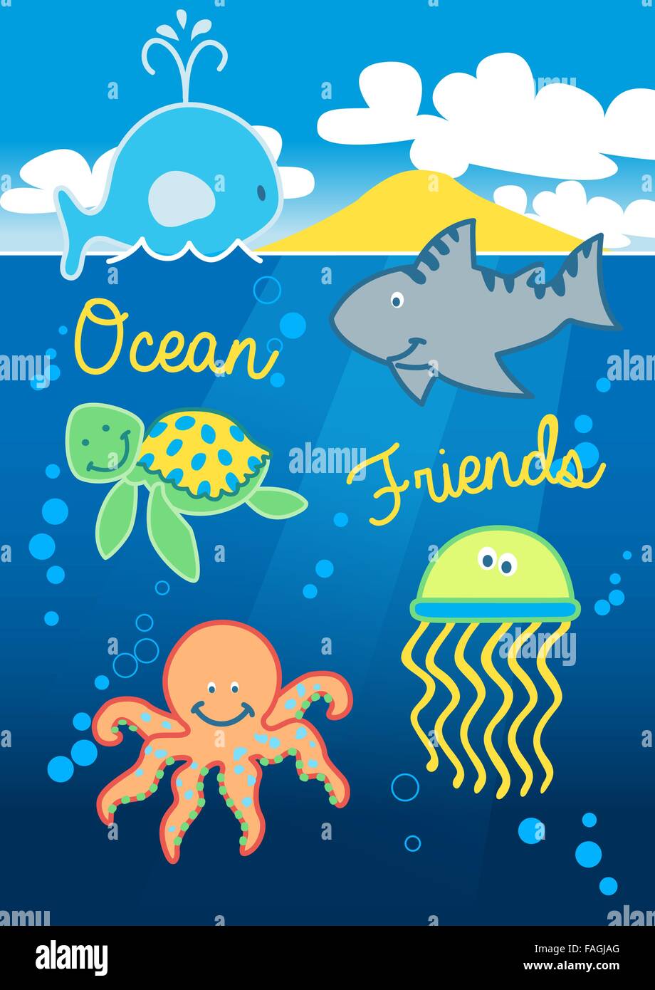 Deep sea tiger swimming underwater Stock Vector Images - Alamy