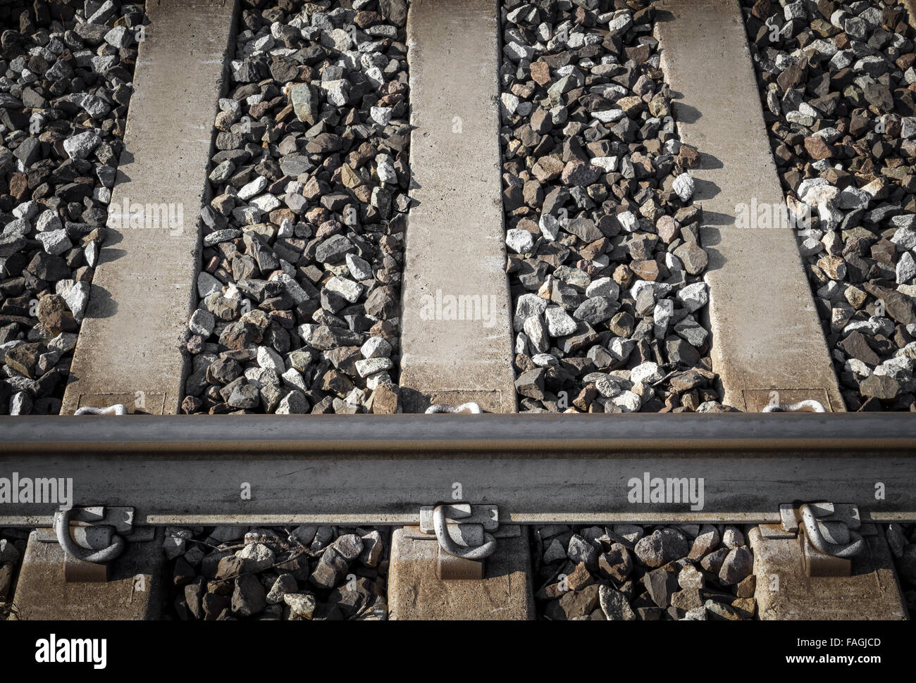 New train track with big concrete planks Stock Photo - Alamy