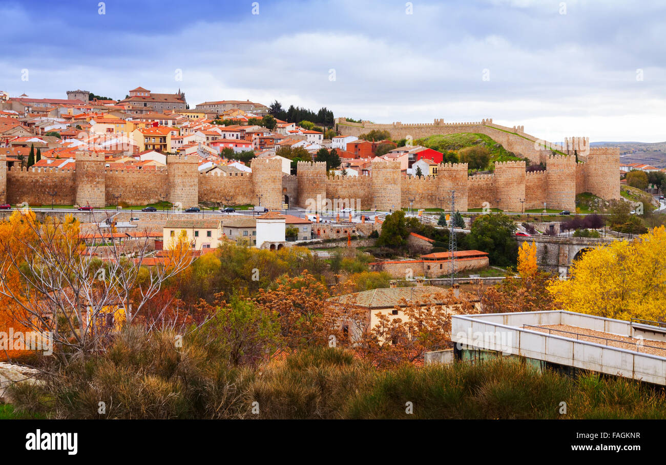 Avila with its famous town walls in autumn. Spain Stock Photo - Alamy