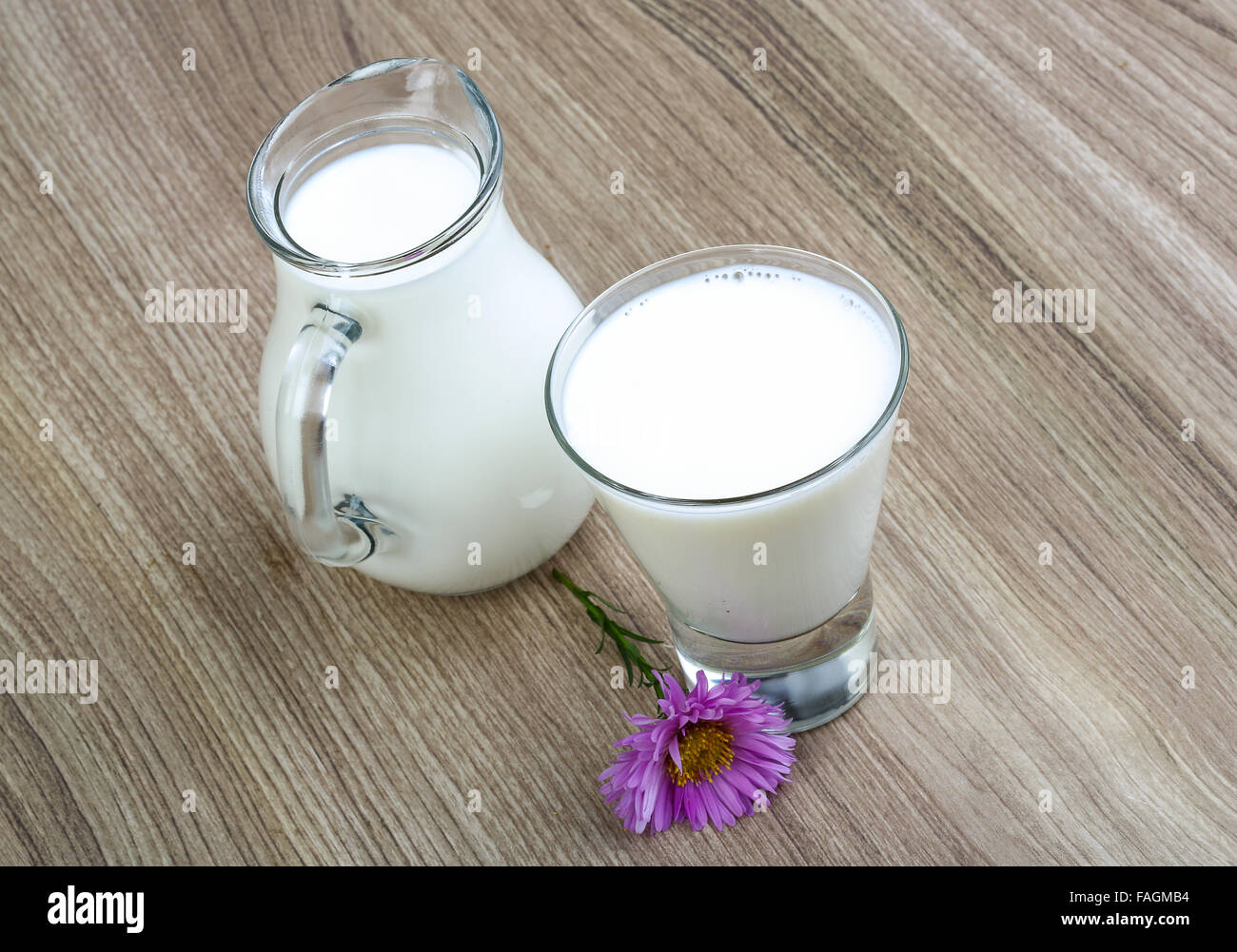 Fresh cold milk in glass on the wood background Stock Photo - Alamy
