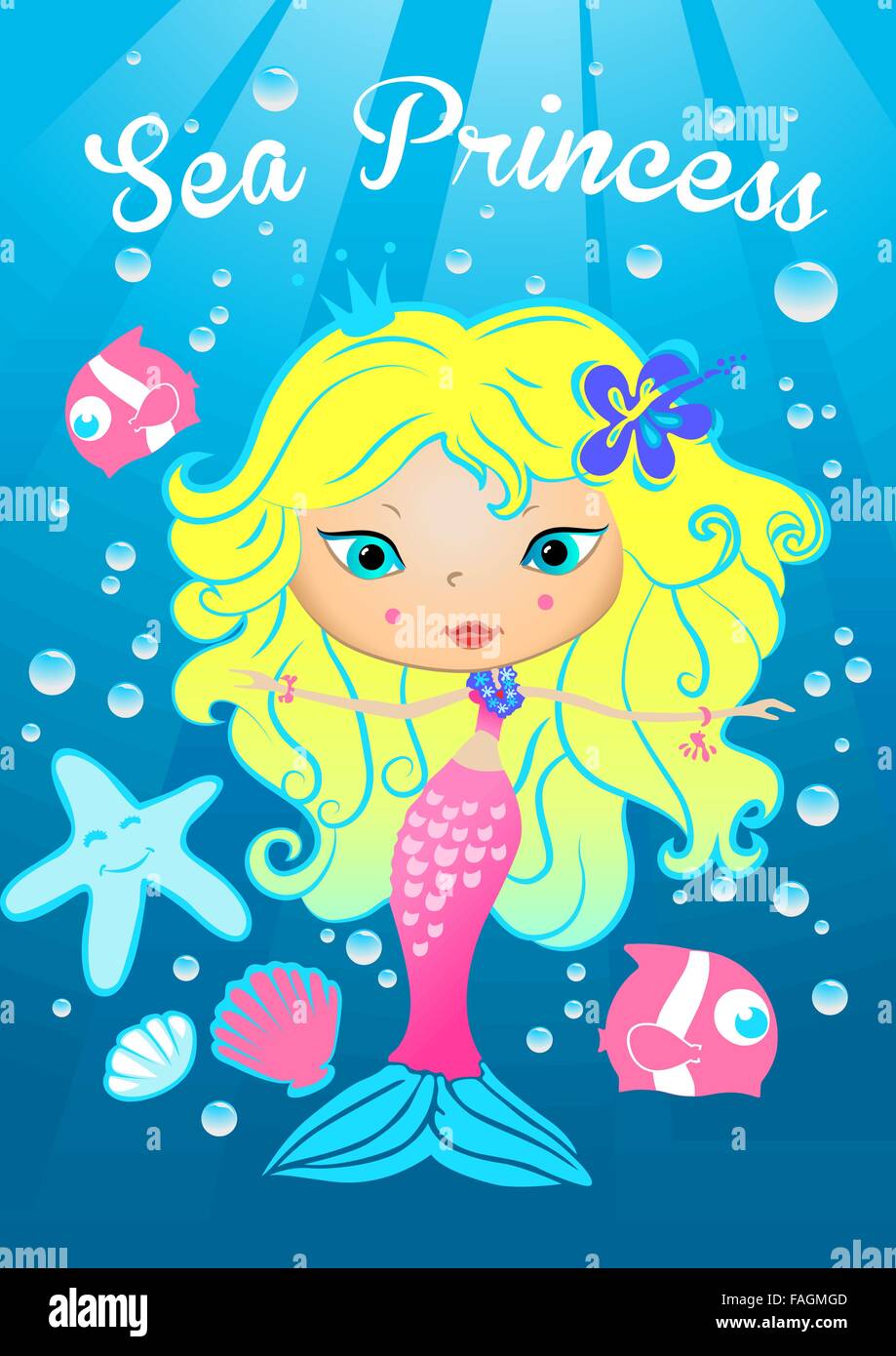 Girl floating underwater Stock Vector Images - Alamy