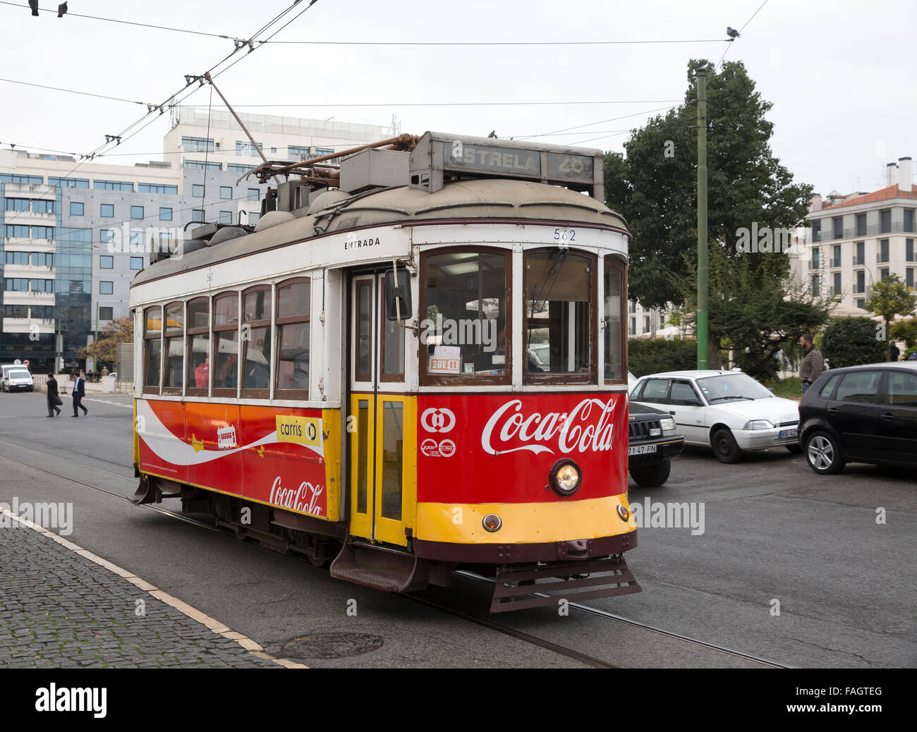 A vintage tram with Coca Cola advert in Lisbon Portugal Stock Photo - Alamy