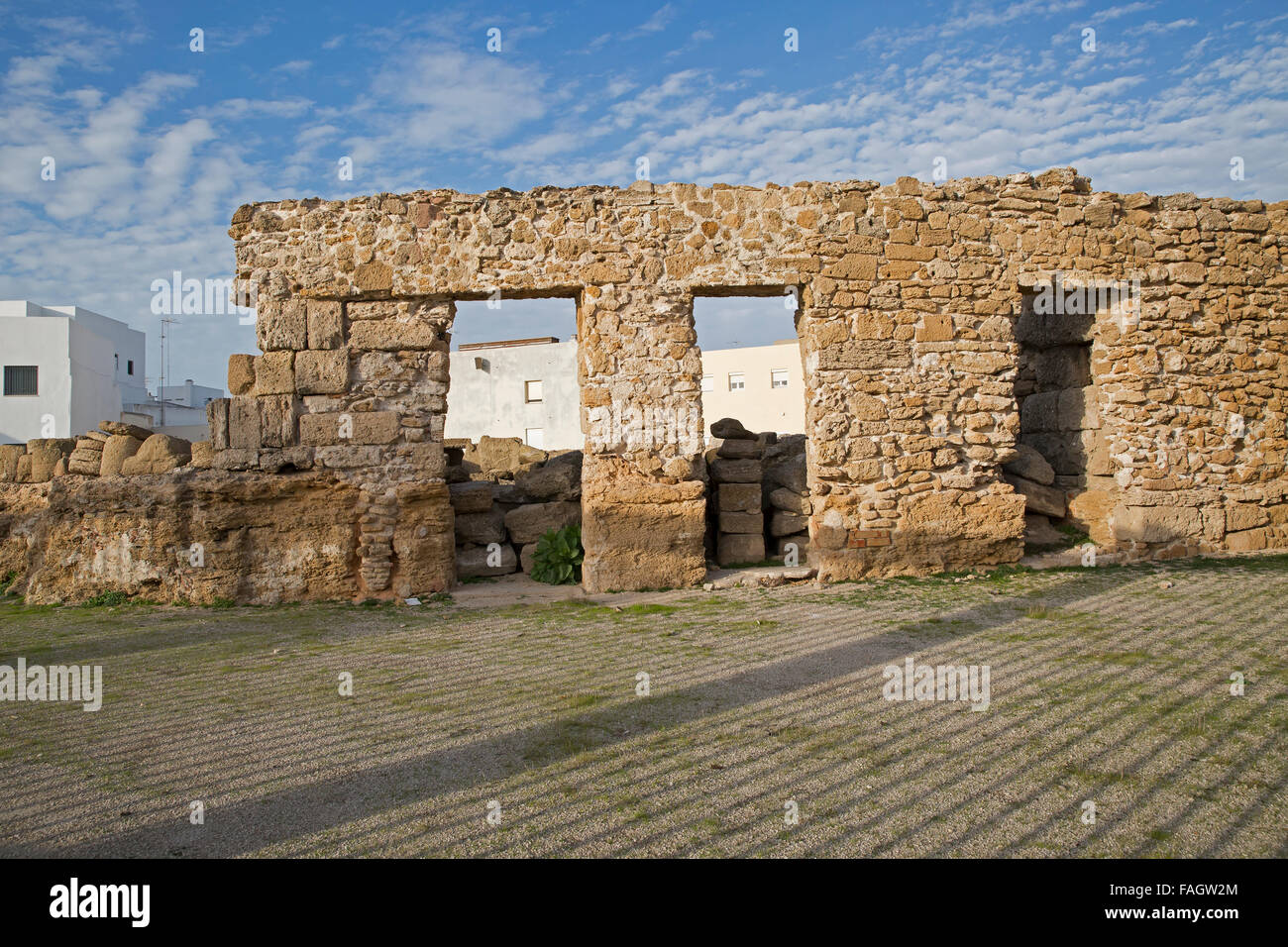 An old Roman wall in Cadiz Spain Stock Photo - Alamy