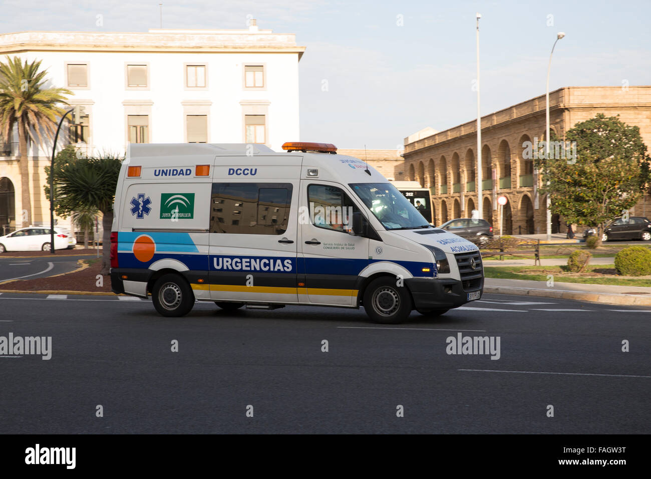 Emergency ambulance in Cadiz Spain Stock Photo - Alamy