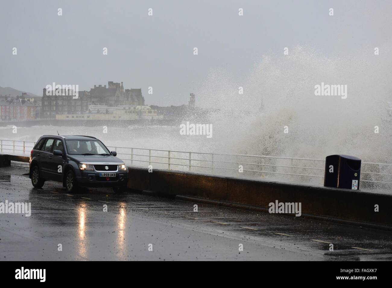 Aberystwyth Wales UK, Wednesday 30 2015 At high tide the winds of Storm ...