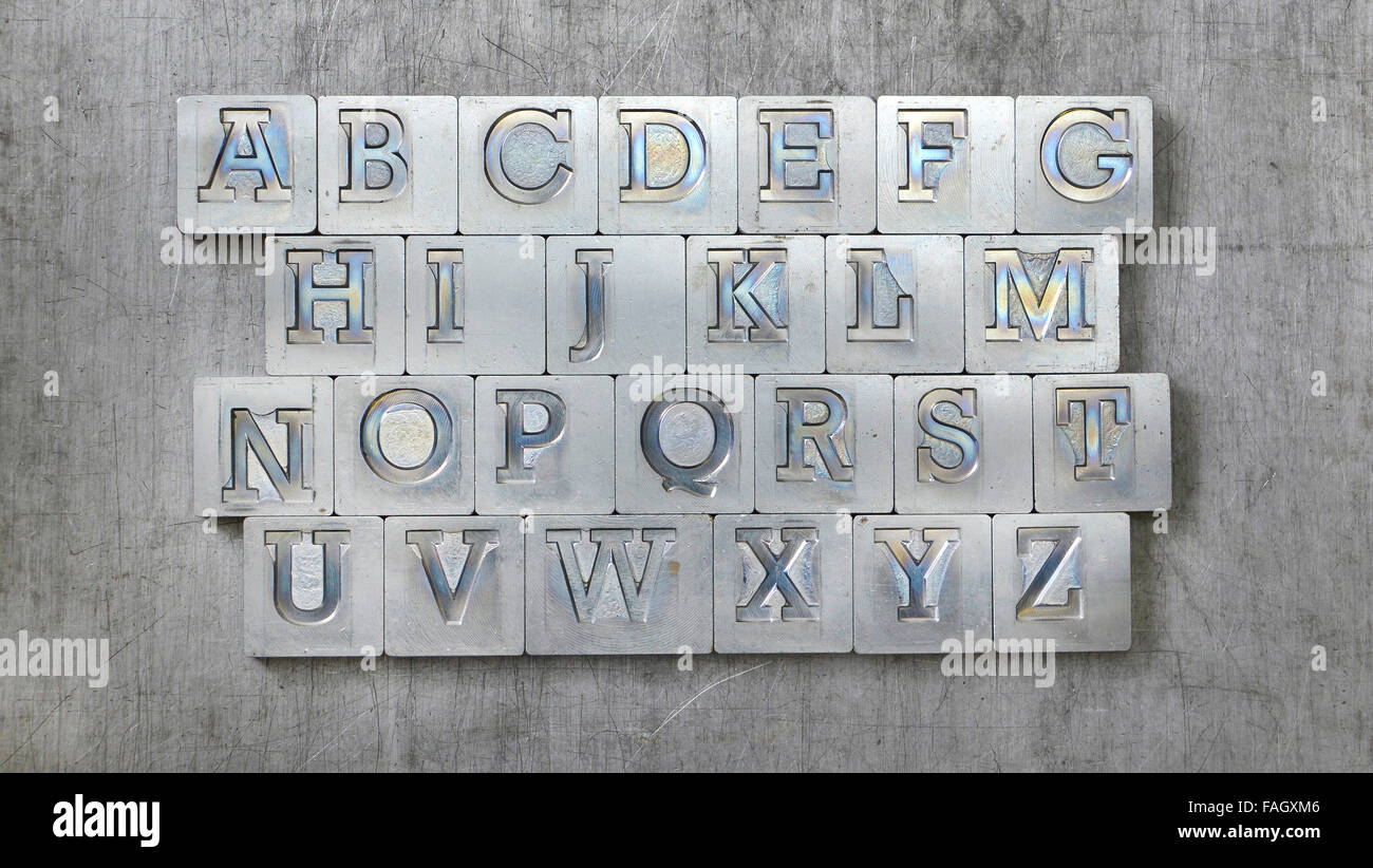 old vintage letters from vintage press, alphabet Stock Photo - Alamy