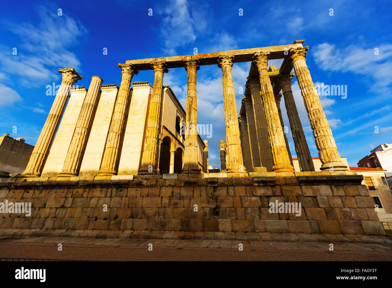 ancient temple in sunny sunset time. Merida, Spain Stock Photo - Alamy