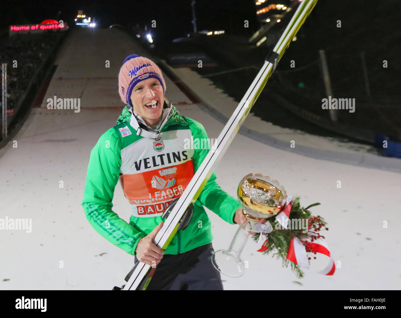 Oberstdorf, Germany. 30th Dec, 2015. Severin FREUND, GER with trophy ...