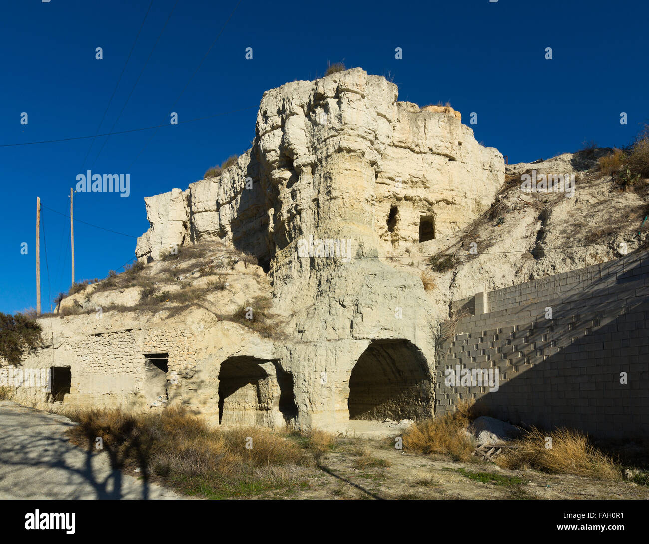 Village with caves built into rock. Cortes de Baza, Andalusia Stock ...