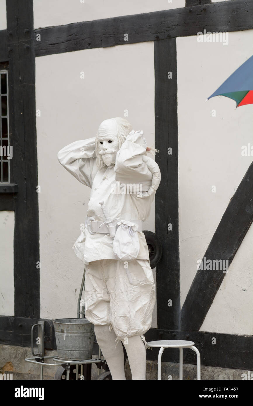 Street artist dressed as the ghost of Banquo from Macbeth posing for ...