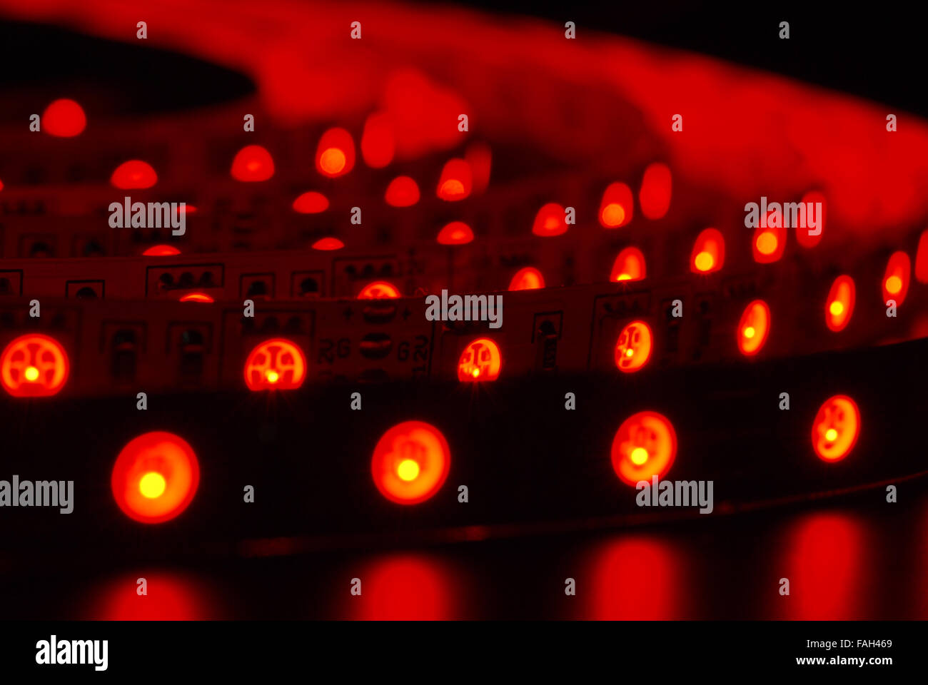 Red led strip on the black background Stock Photo - Alamy