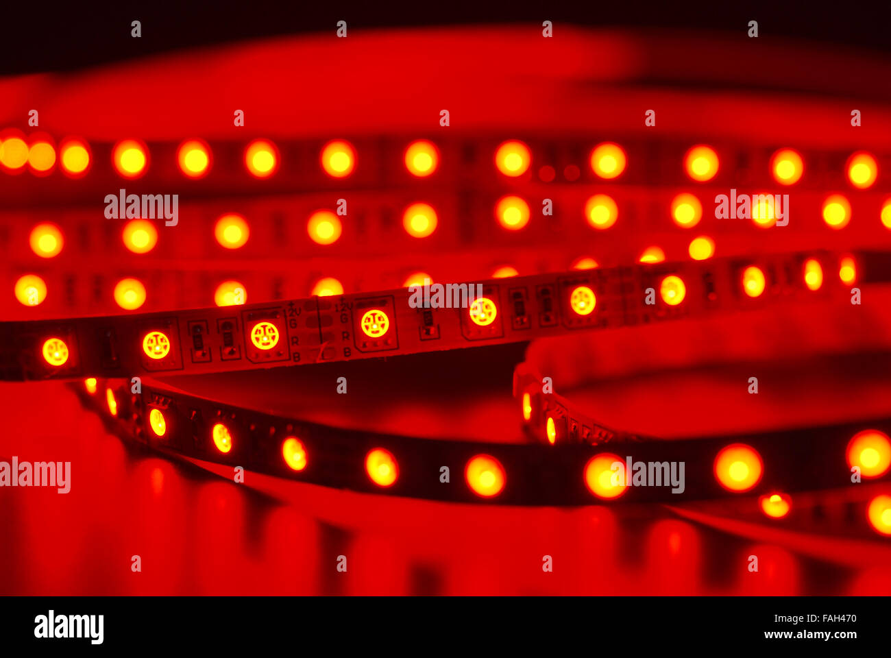 Red led strip on the black background Stock Photo - Alamy