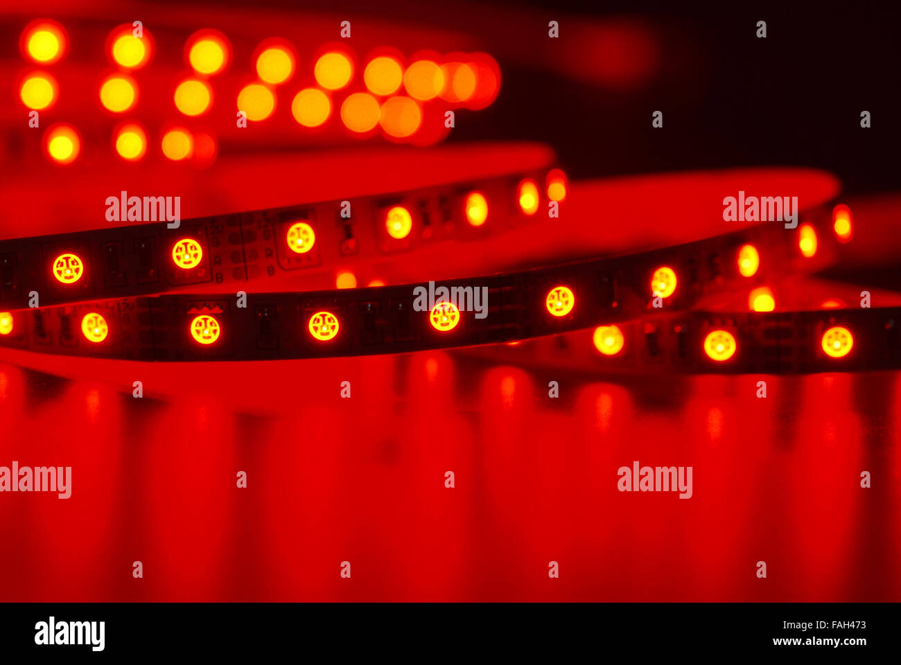 Red led strip on the black background Stock Photo - Alamy