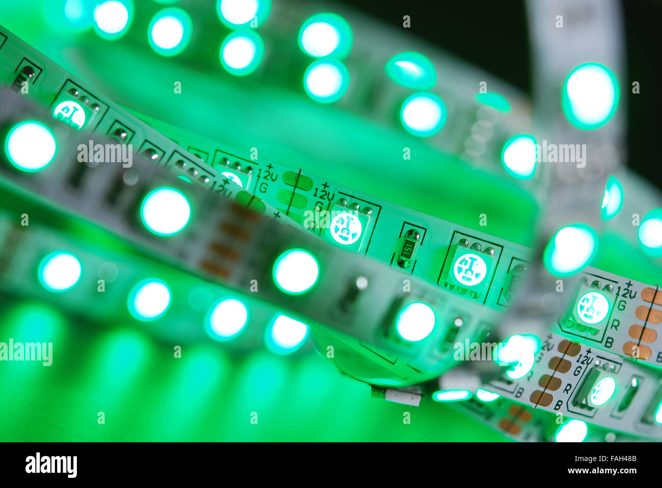 Green led strip on the black background Stock Photo - Alamy
