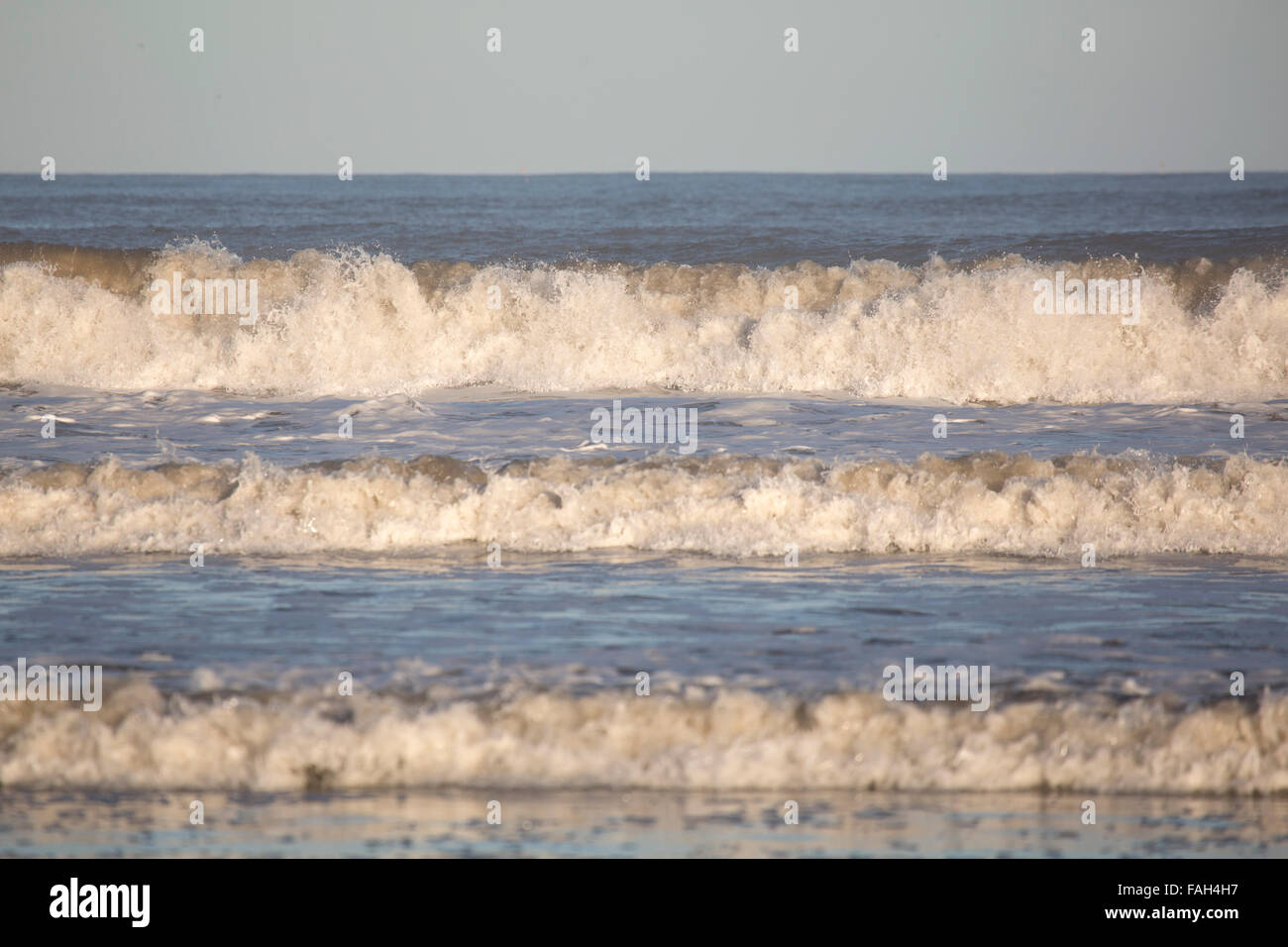 North Sea waves at Tynemouth in England. The area is renowned as a good ...