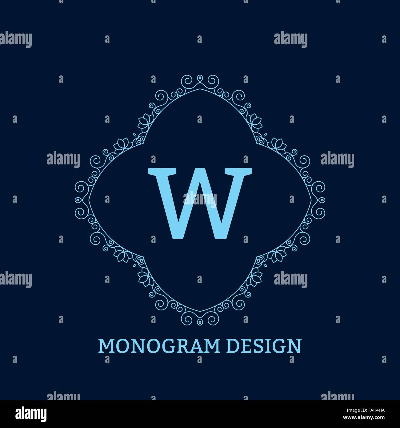 Vector illustration of the linear blue monogram Stock Vector Image ...