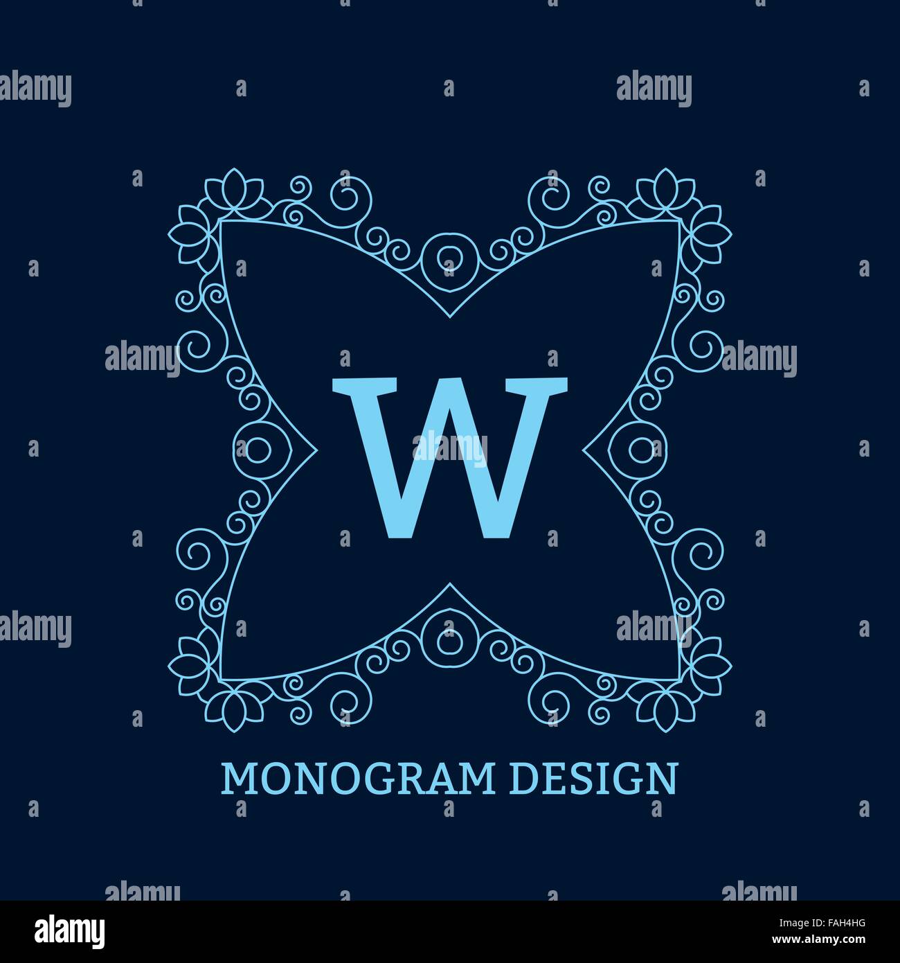 Vector illustration of the linear blue monogram Stock Vector Image ...