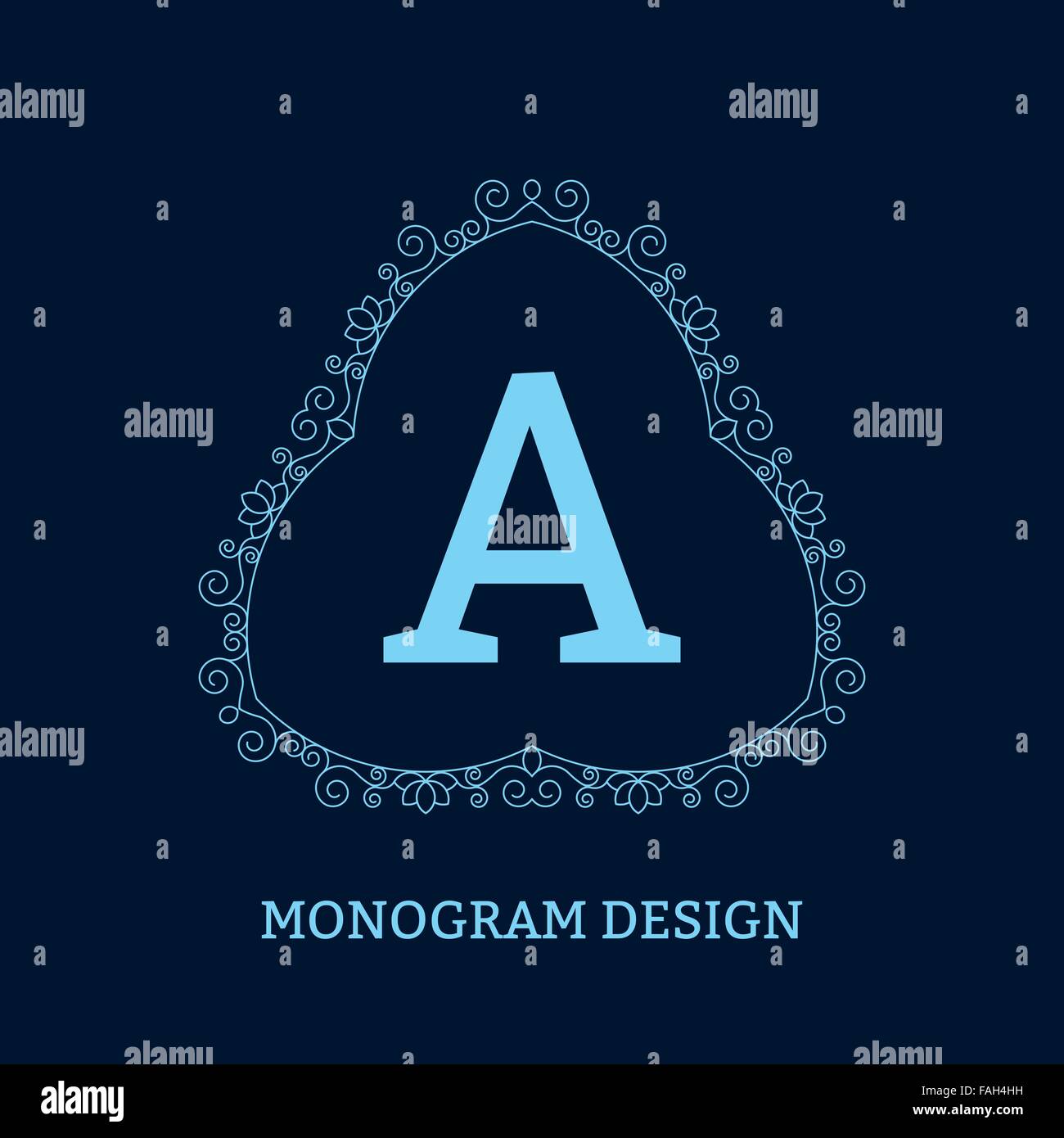 Vector illustration of the linear blue monogram Stock Vector Image ...