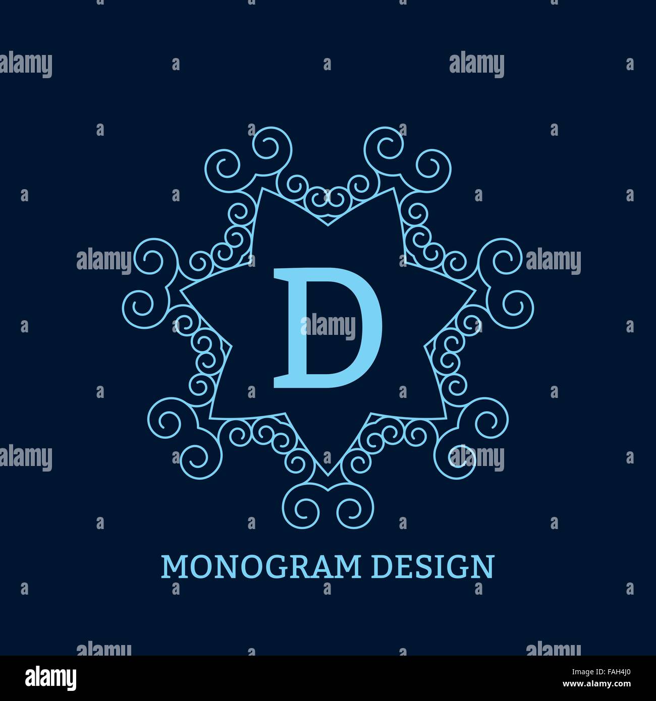 Vector illustration of the linear blue monogram Stock Vector Image ...