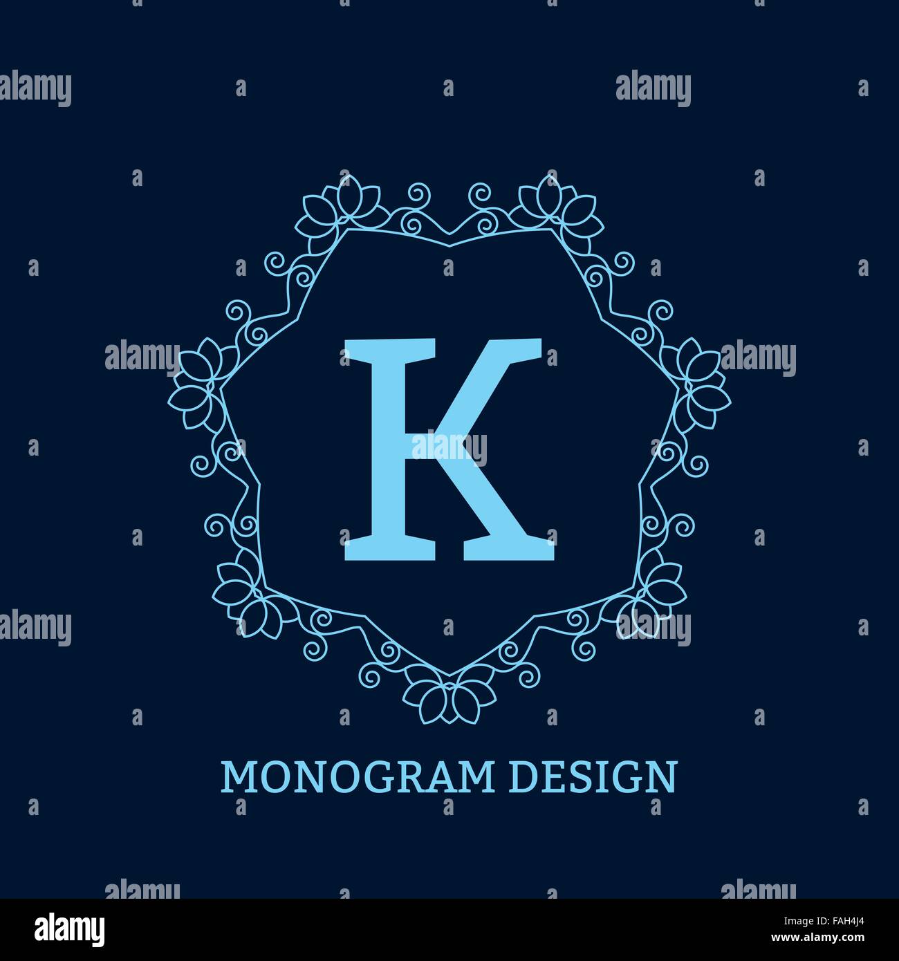 Vector illustration of the linear blue monogram Stock Vector Image ...