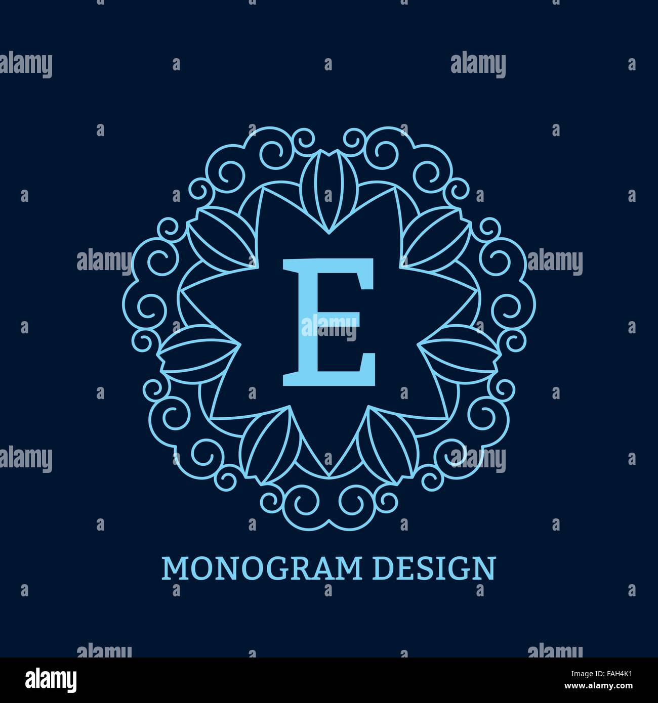 Vector illustration of the linear blue monogram Stock Vector Image ...