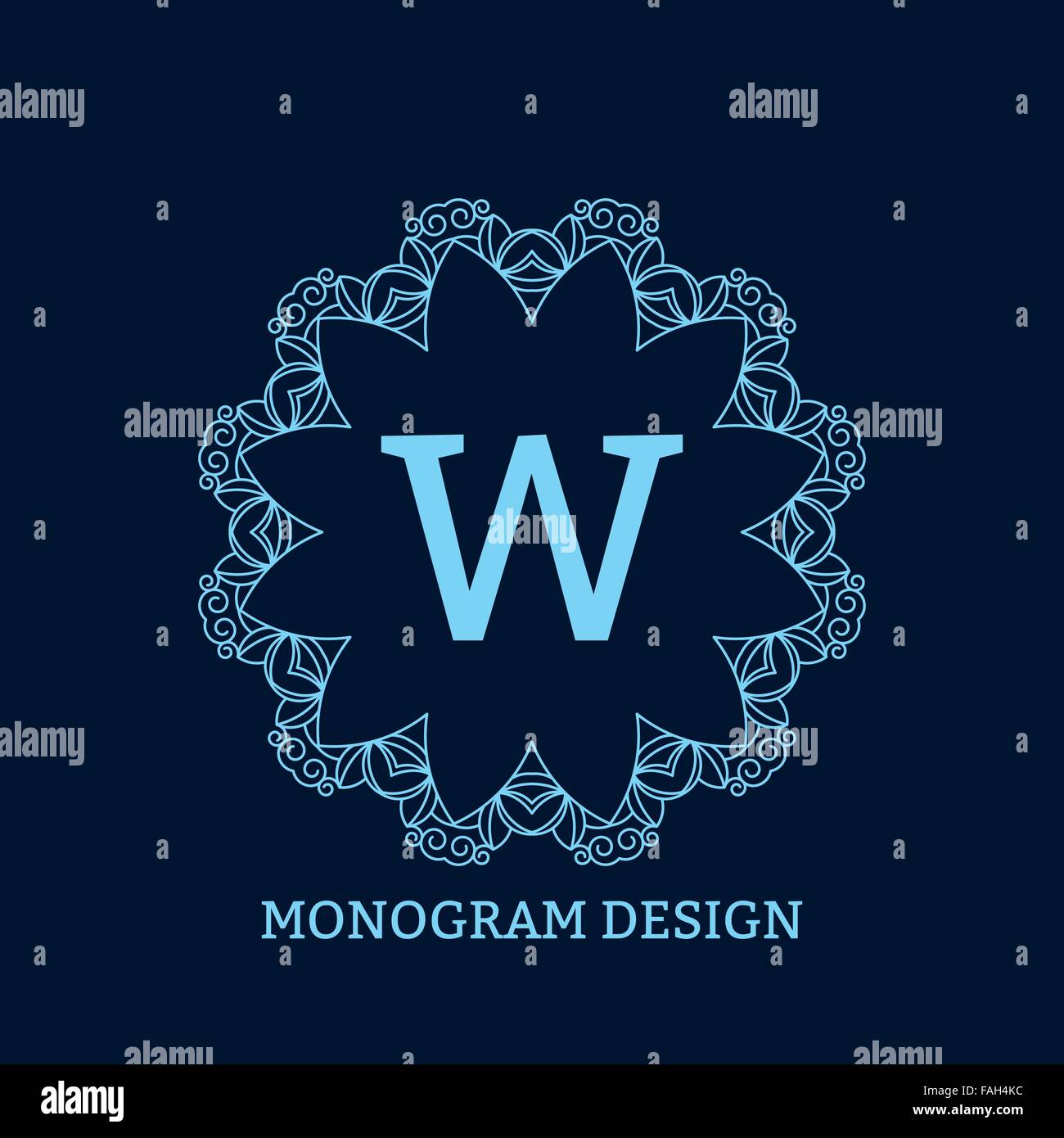 Vector illustration of the linear blue monogram Stock Vector Image ...