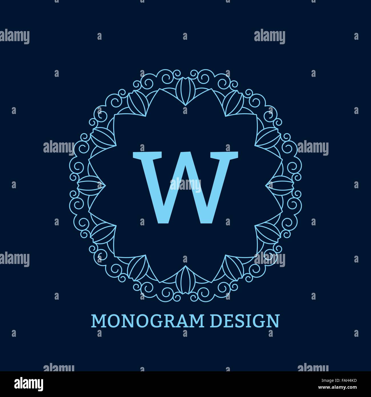 Vector illustration of the linear blue monogram Stock Vector Image ...