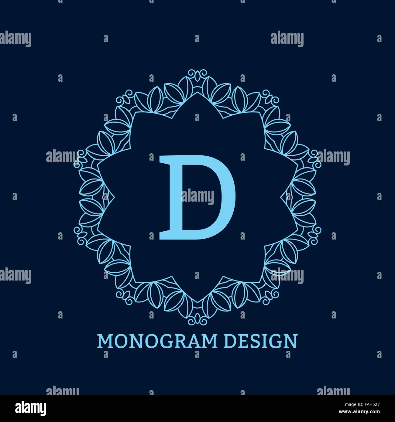 Vector illustration of the linear blue monogram Stock Vector Image ...