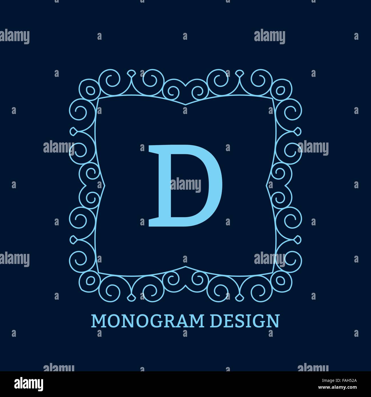 Vector illustration of the linear blue monogram Stock Vector Image ...