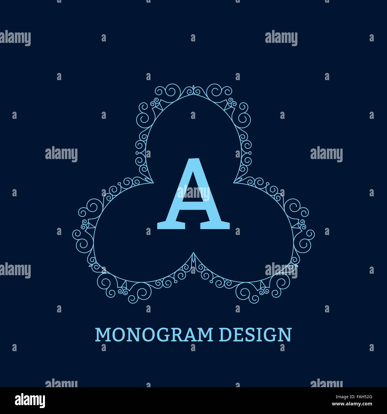 Vector illustration of the linear blue monogram Stock Vector Image ...