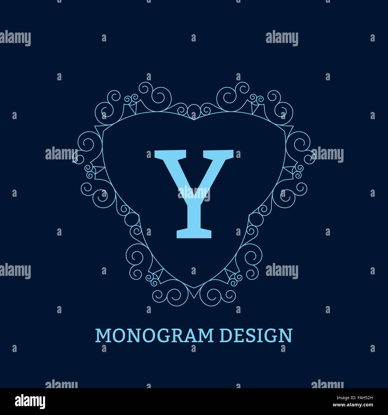 Vector illustration of the linear blue monogram Stock Vector Image ...