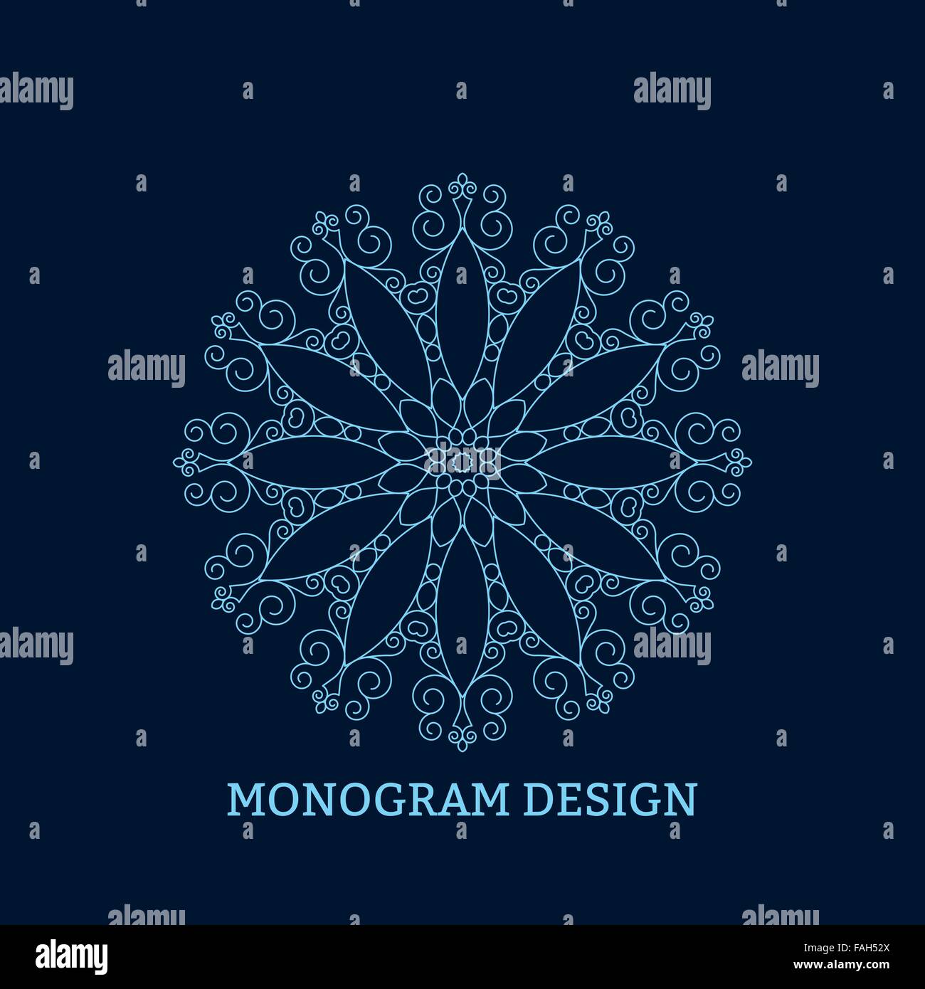 Vector illustration of the linear blue monogram Stock Vector Image ...