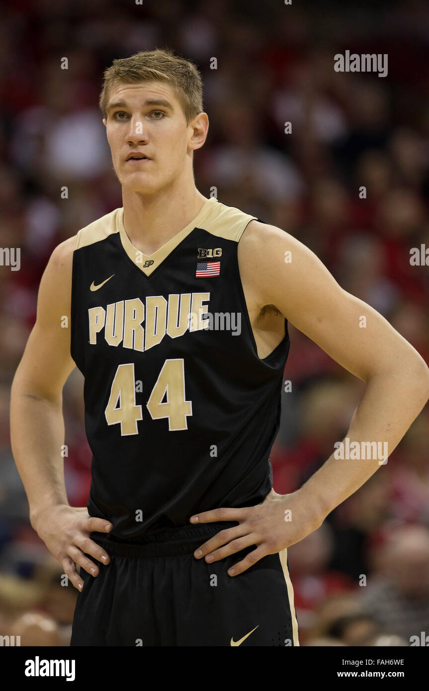 Madison, WI, USA. 29th Dec, 2015. Purdue Boilermakers center Isaac Haas ...