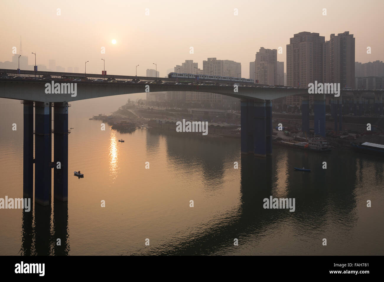 Sunset over the Yangtze river in Chongqing China Stock Photo - Alamy