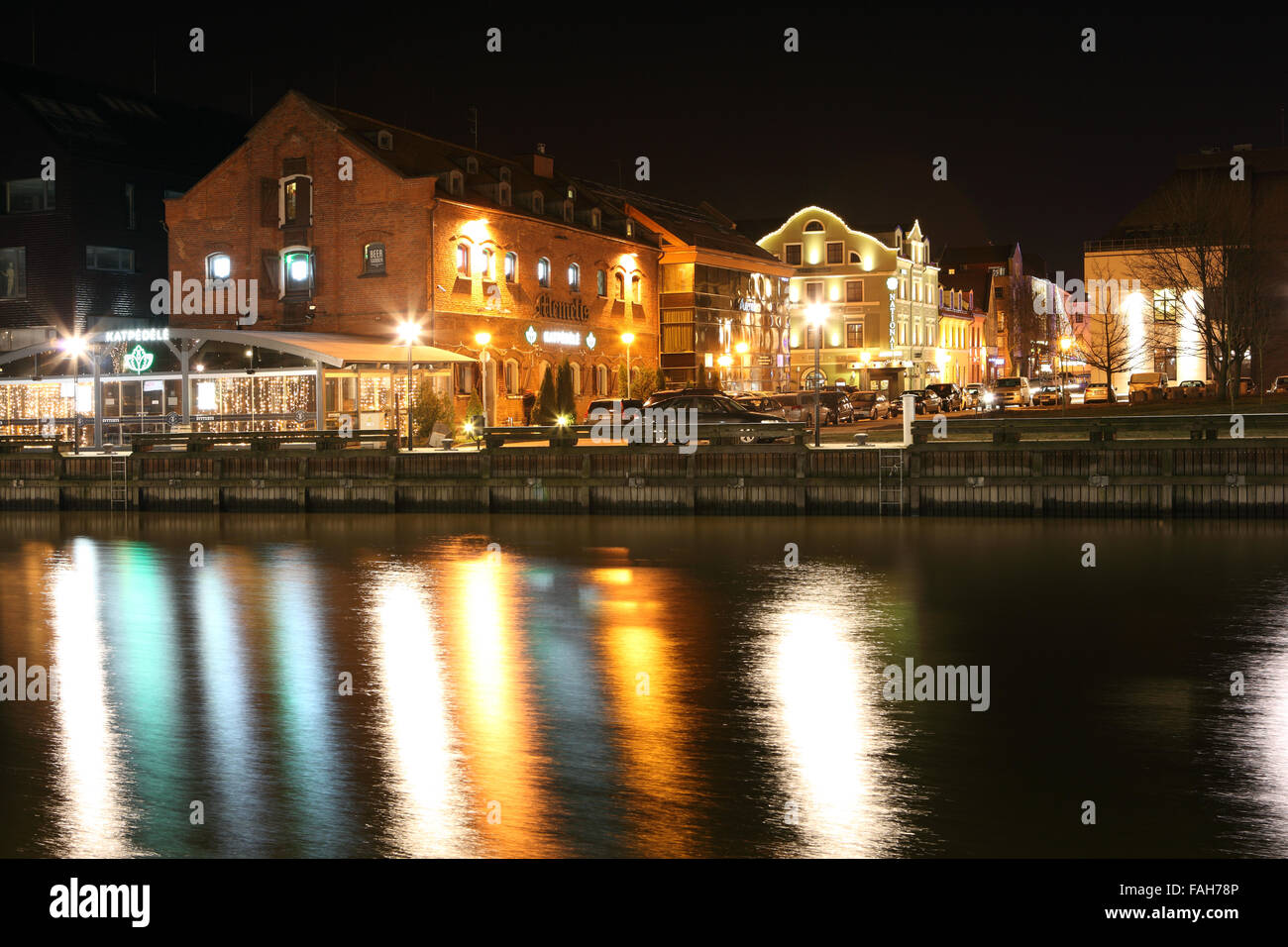 Klaipeda city old town at night Stock Photo - Alamy