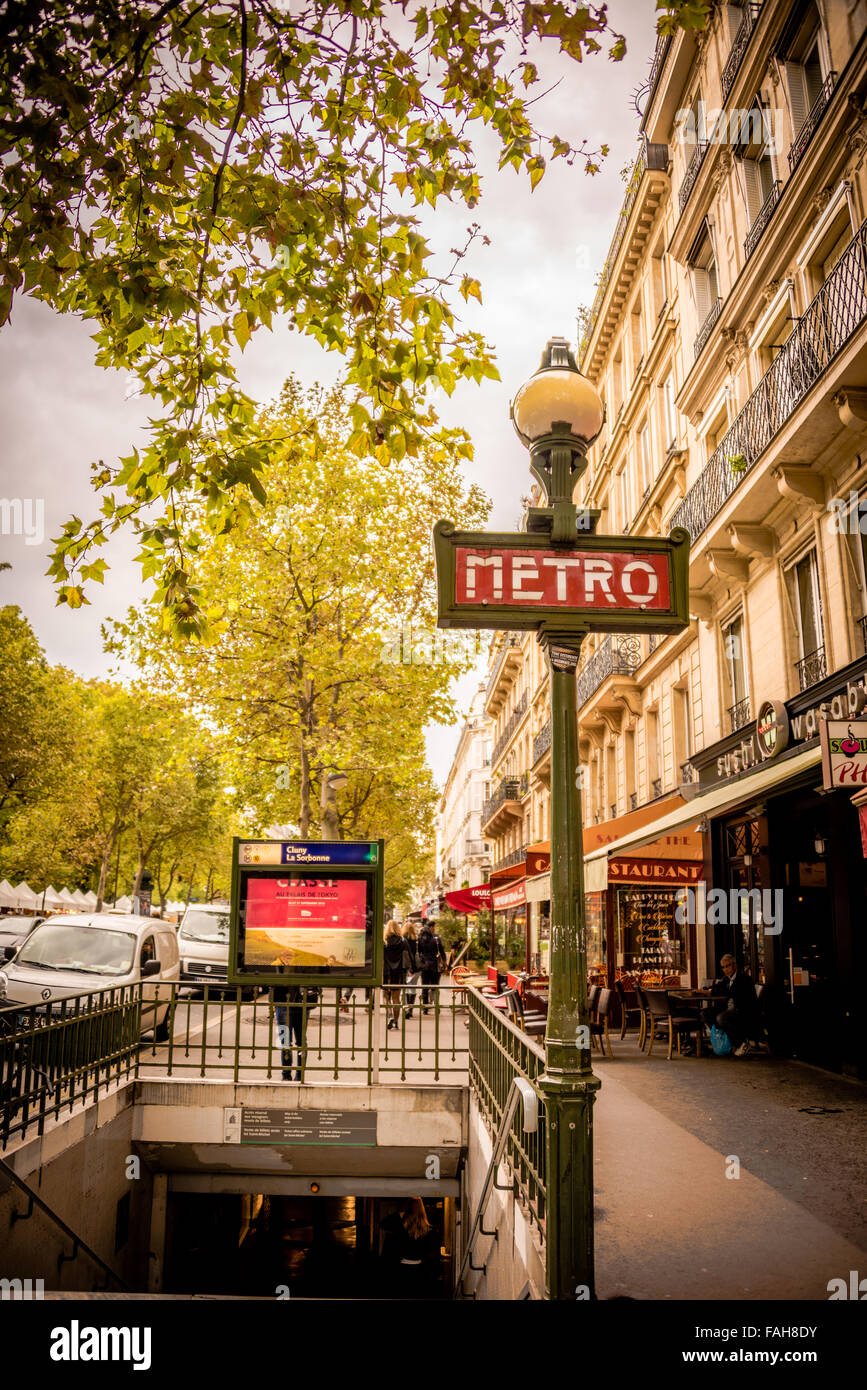 A Street sign for the Metro in the European City of Paris In France ...