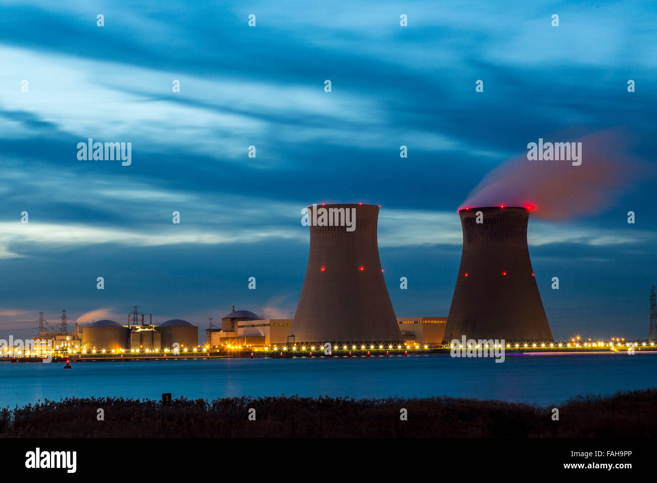 The Belgian Doel Nuclear Power Station, near Antwerp, on the Scheldt ...